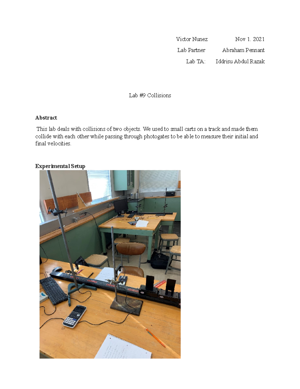 Lab #9 Writeup - PHYS 210 - NIU - Studocu