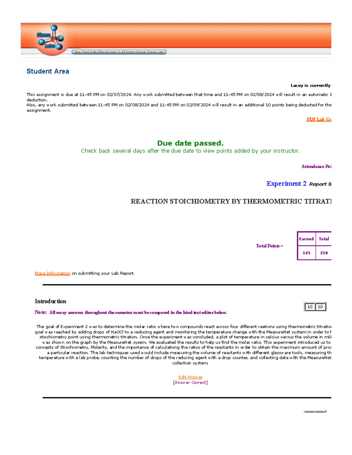 Chemlab report 2 - About Chem21Labs | Home | Contact Us | Reference ...