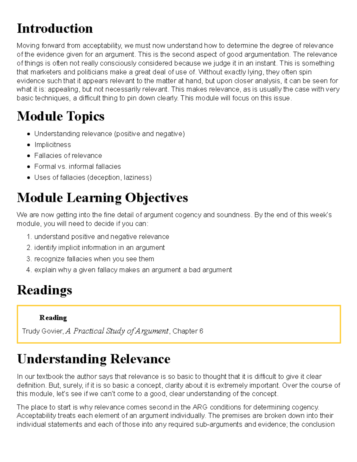 CPHL214, Module 5 - Introduction - Introduction Moving forward from acceptability, we must now ...