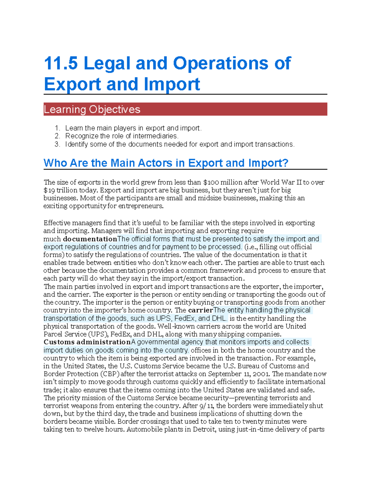 11.5 Legal and Operations of Export and Import - 11 Legal and ...