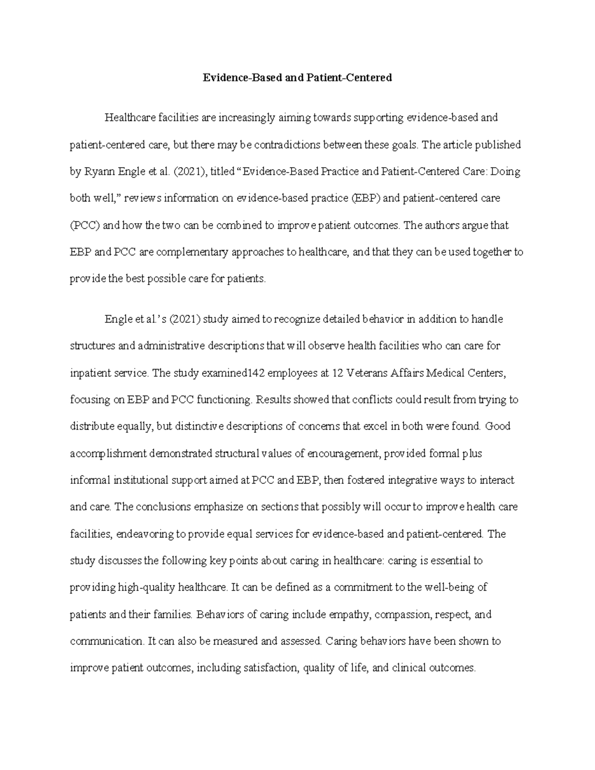 NR 103 RUA Paper - Assignment - Evidence-Based and Patient-Centered ...