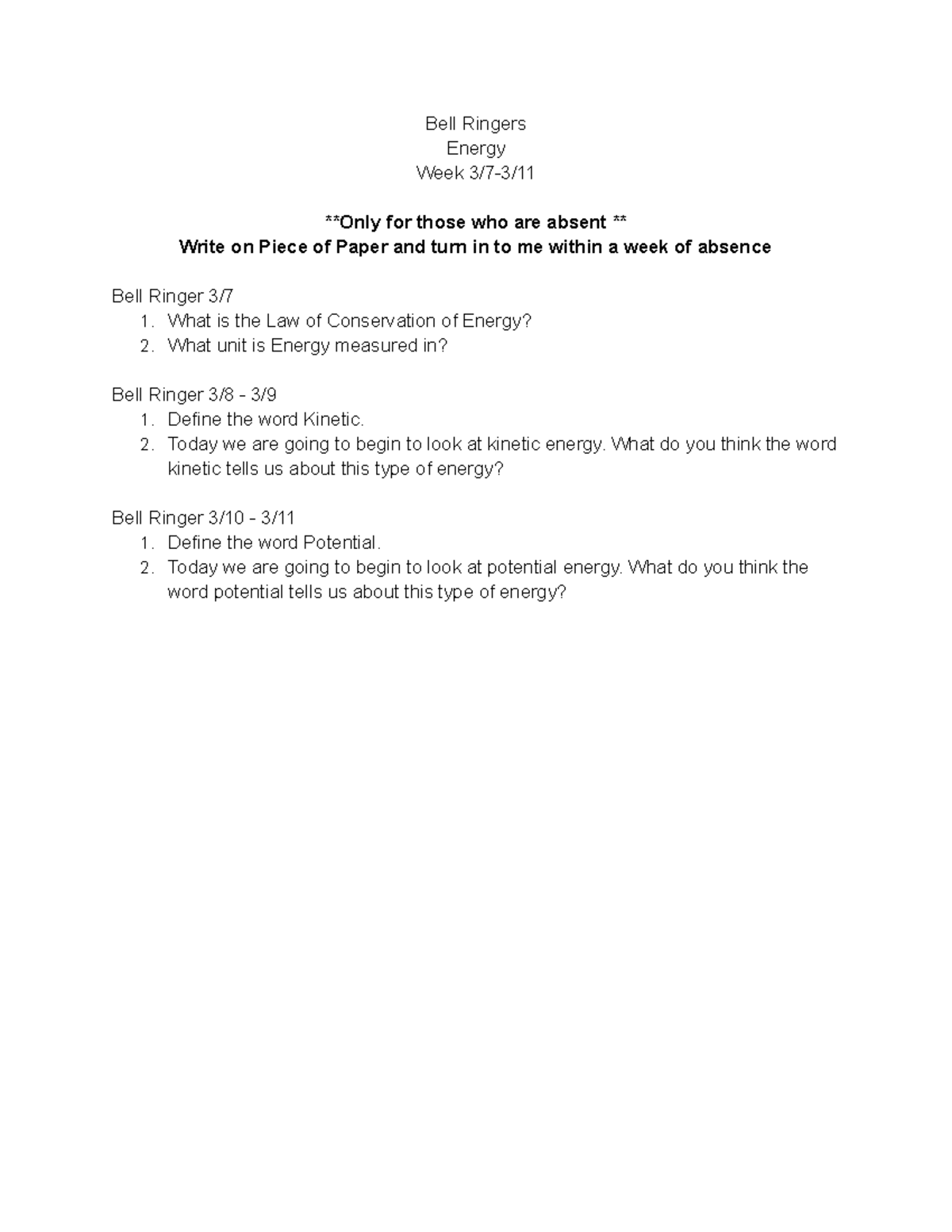 Kaleb Cooper - Bell Ringers Energy Week 3 7-3 11 - Bell Ringers Energy ...