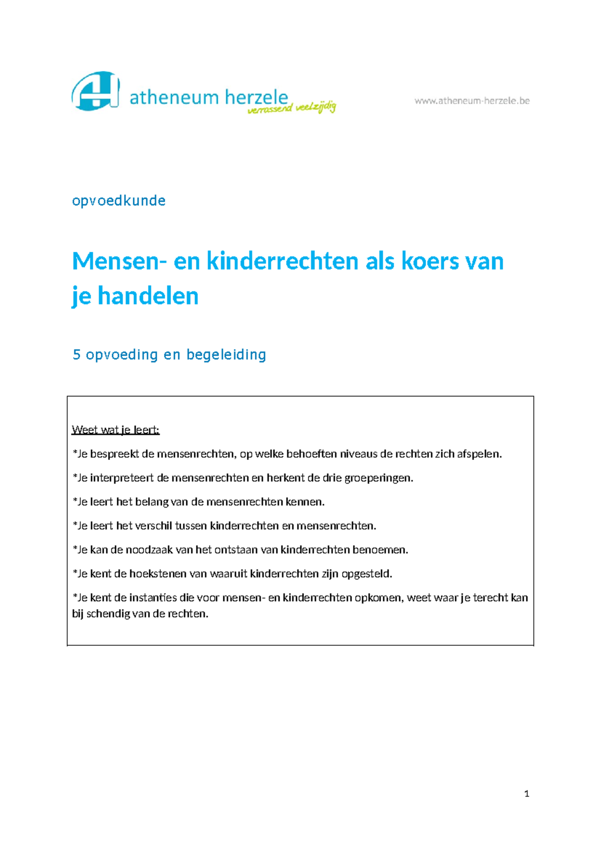 Cursus mensen- en kinderrechten als koers van je handelen LLN ...