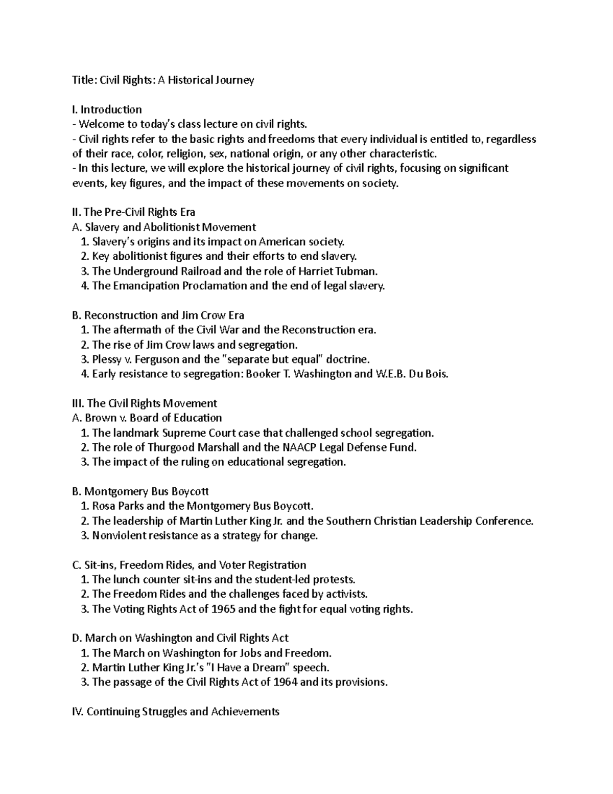 Title- Civil Rights- A Historical Journey - Introduction Welcome to ...