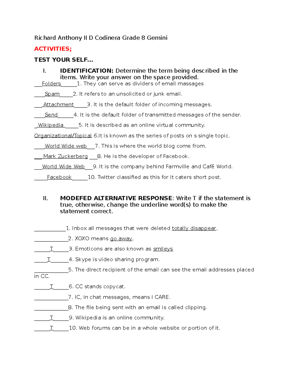 ICT-Grade-8-QTR1-Week 2-Module 2 - Richard Anthony II D Codinera Grade ...