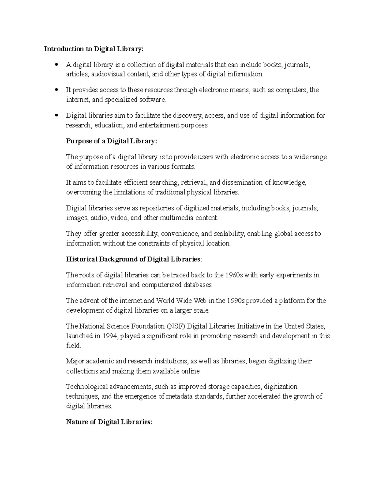 Digital Library notes - Introduction to Digital Library: A digital ...