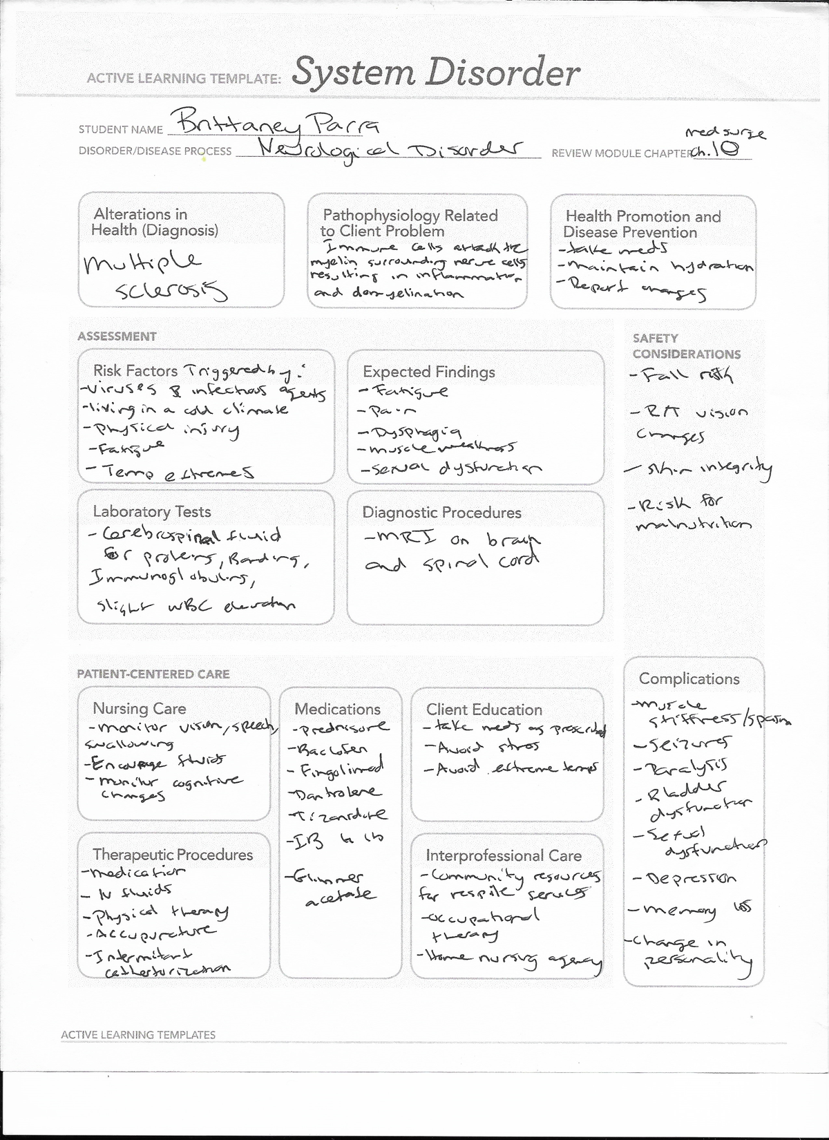 System disorder 1 MS - lvn 64 - Studocu