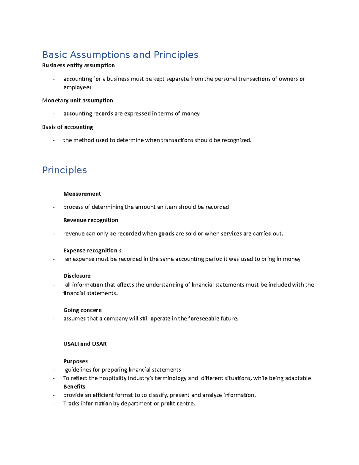 Accounting Principles - Basic Assumptions and Principles Business ...
