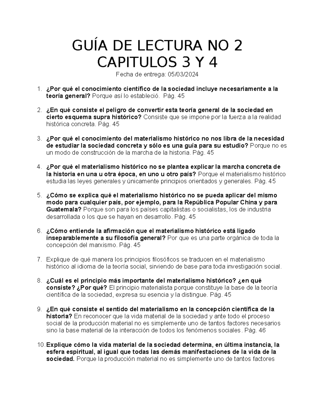 GUÍA DE LECTURA NO 2 de la 1 a la 13 - GUÍA DE LECTURA NO 2 CAPITULOS 3 Y 4 Fecha de entrega: 05 ...