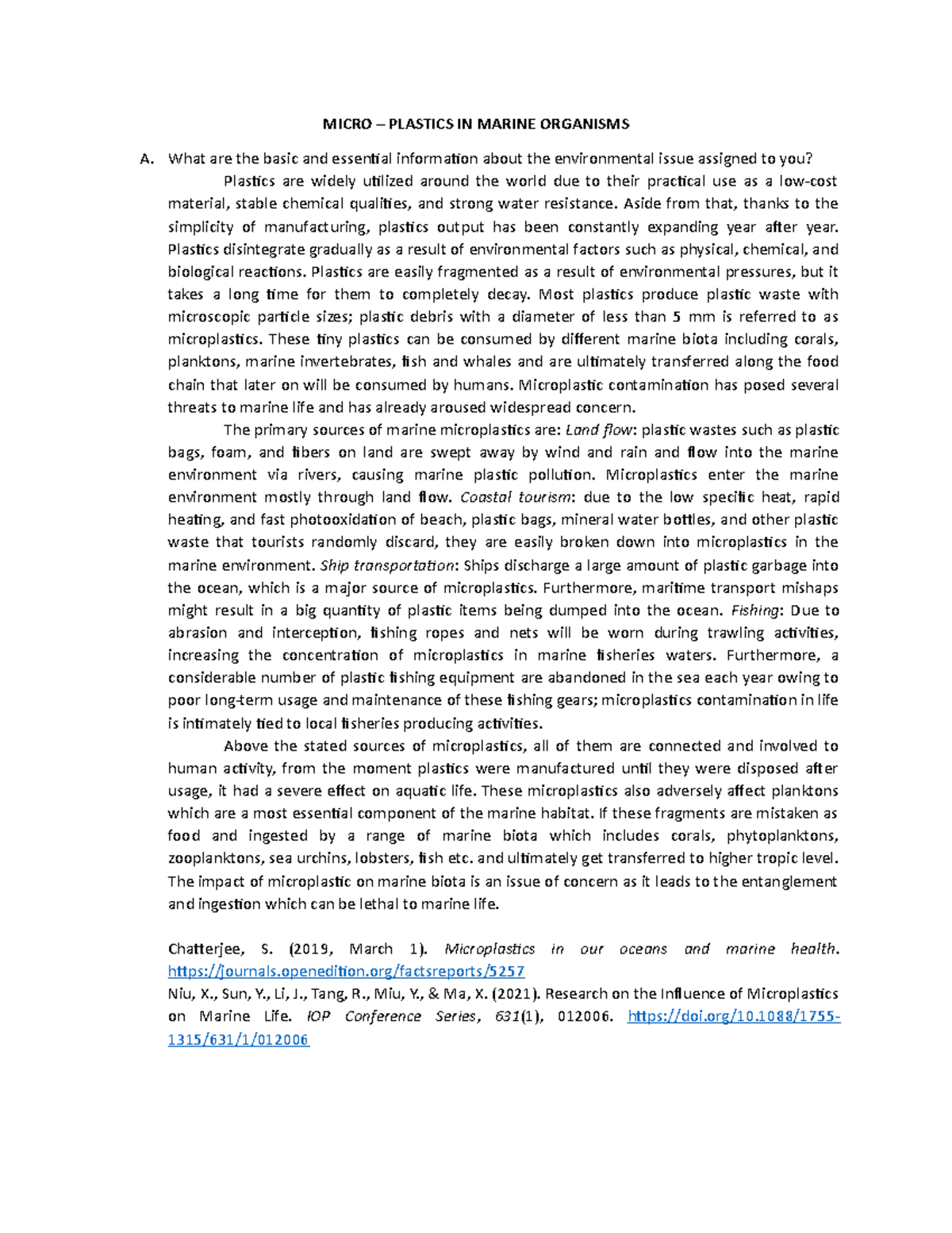 Basic information about microplastics in marine organisms - MICRO ...