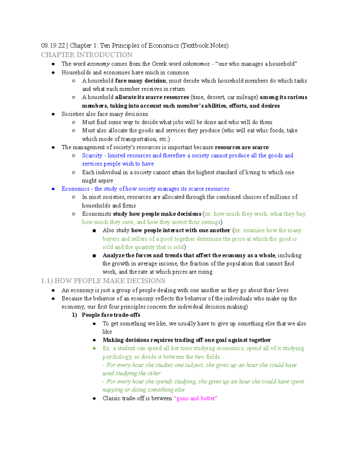 Chapter 1 Textbook Notes - 08.19 | Chapter 1: Ten Principles of ...