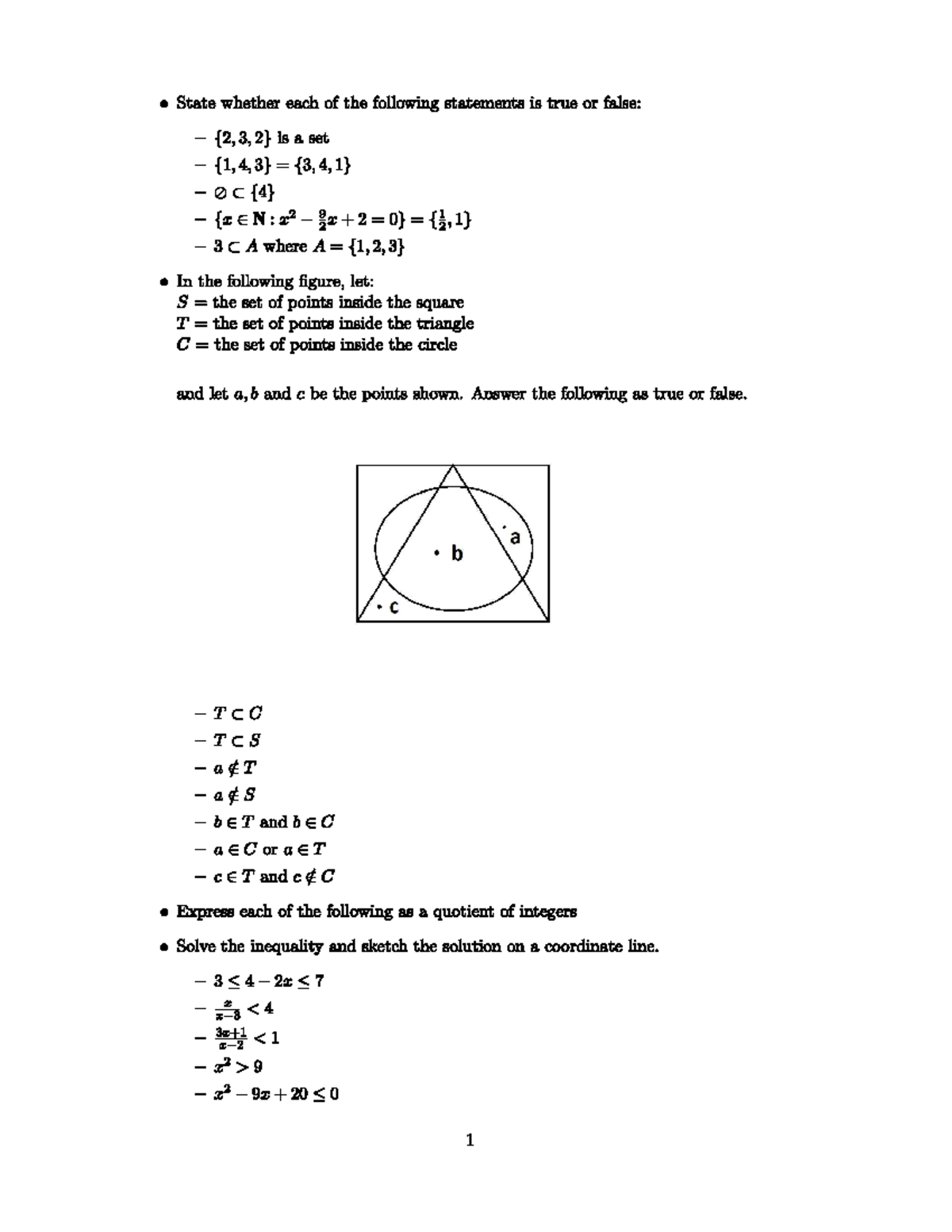 Tut 1 exercises - TUT - Basic Mathematics I- Calculus and Probability ...