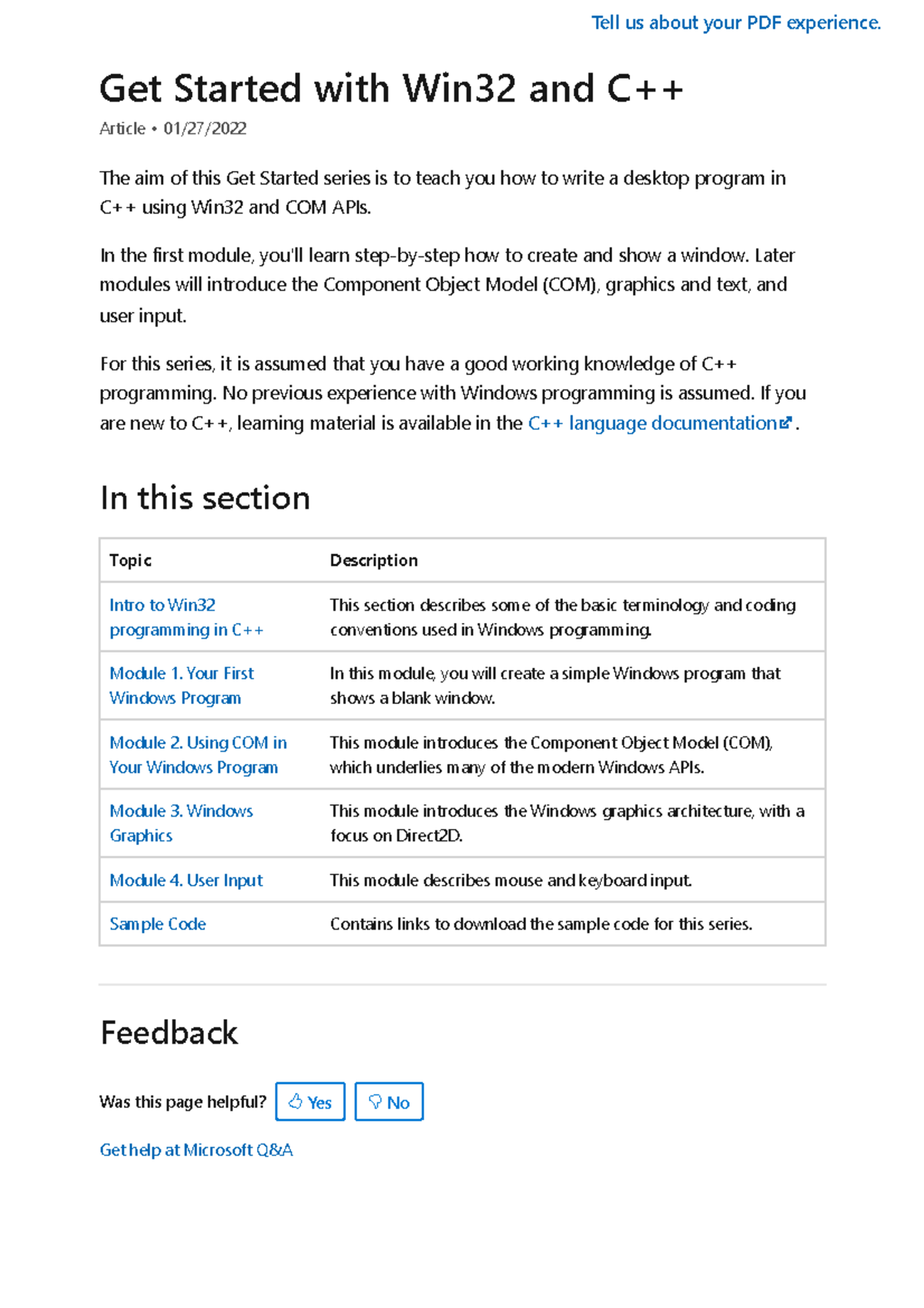 Windows-win32-learnwin 32 - Tell us about your PDF experience. Feedback Was this page helpful ...