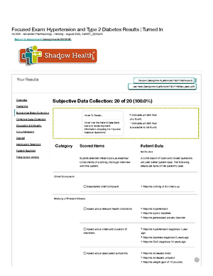 M Norrod Module 4 - ShadowHealth© Focused Exam: Hypertension and Type 2 ...