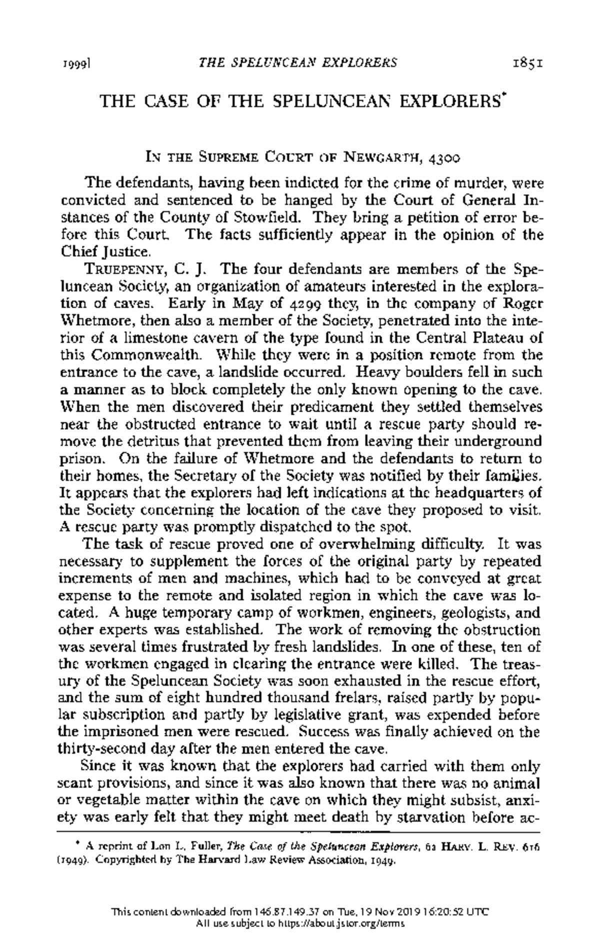Fuller speluncean explorers - 1999] THE SPELUNCEAN EXPLORERS i85 I THE ...