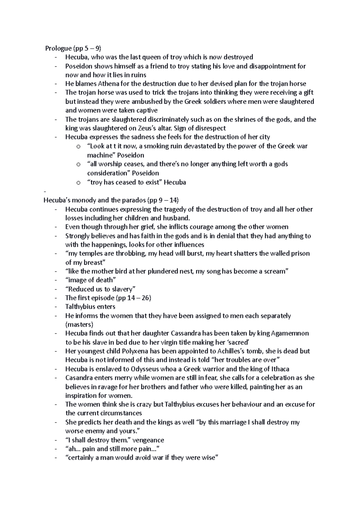 The Women of Troy Summary - Prologue (pp 5 – 9) - Hecuba, who was the ...