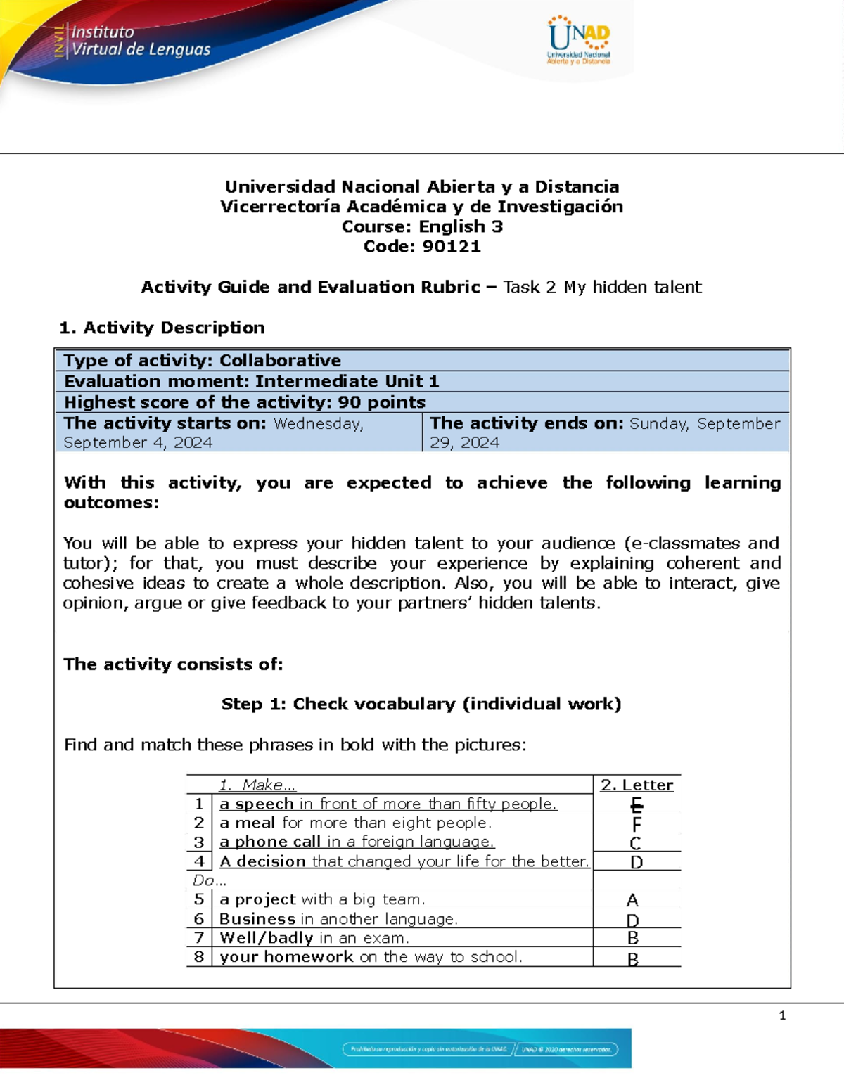 Activity Guide and Evaluation Rubric Task 2 - My hidden talent (2) (1 ...