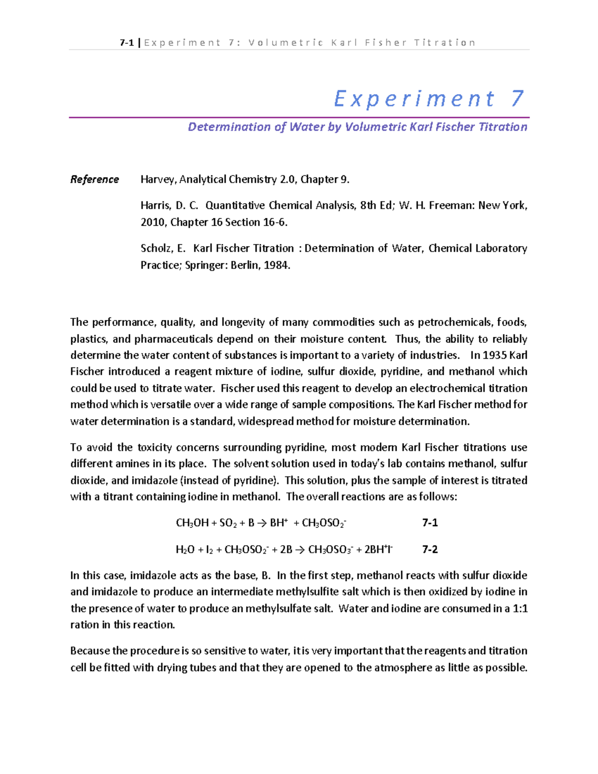 Chem 322 Manual 2019 Experiment 7 KF - Warning: TT: undefined function ...