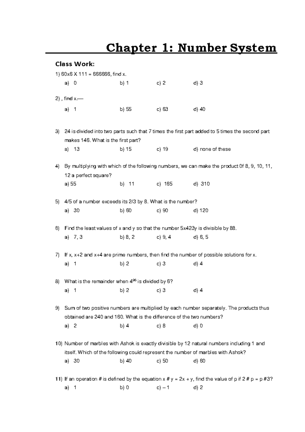 Aptitude-Courseware 3 days - Chapter 1: Number System Class Work: 60x6 ...