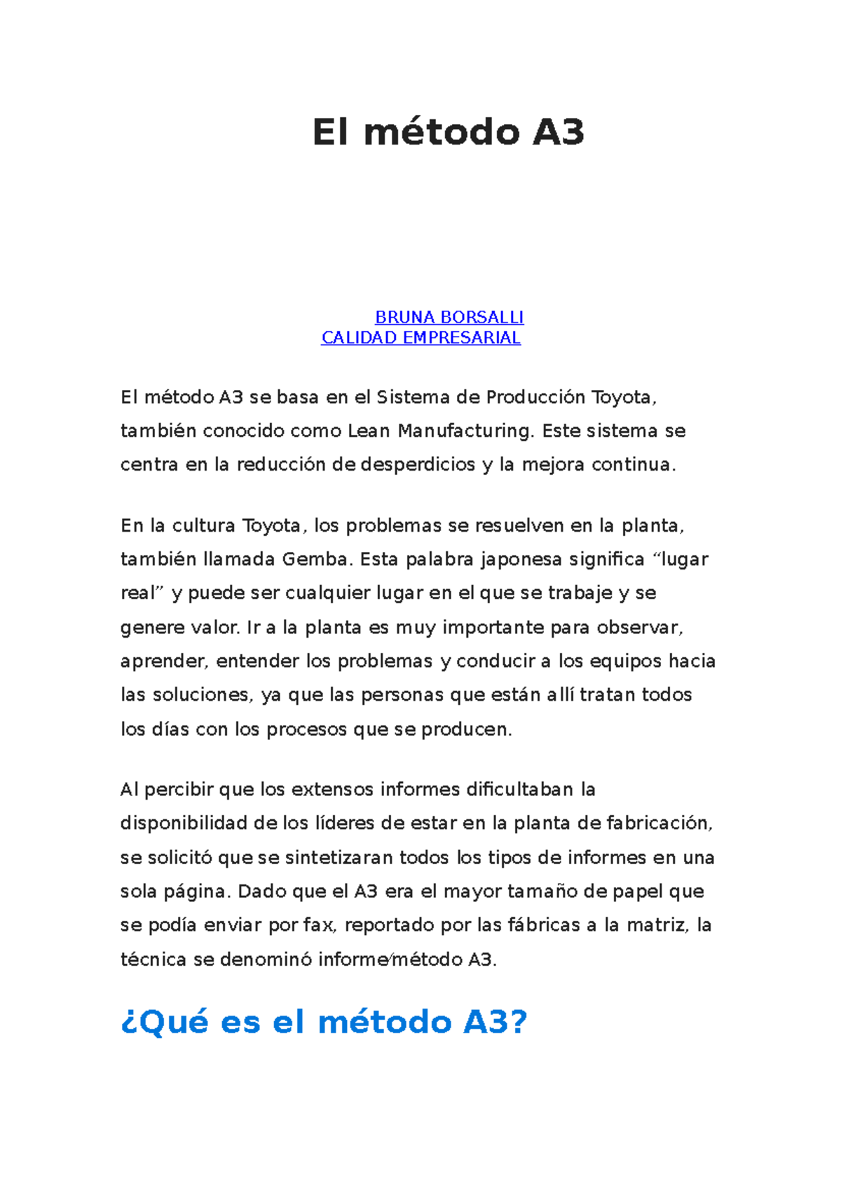 Metodo A3 - Método El método A3 A3: Qué es y cómo funciona 11 DE ...