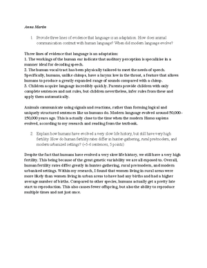 Weekly response 4 - Assignment over lecture about evolution and ...