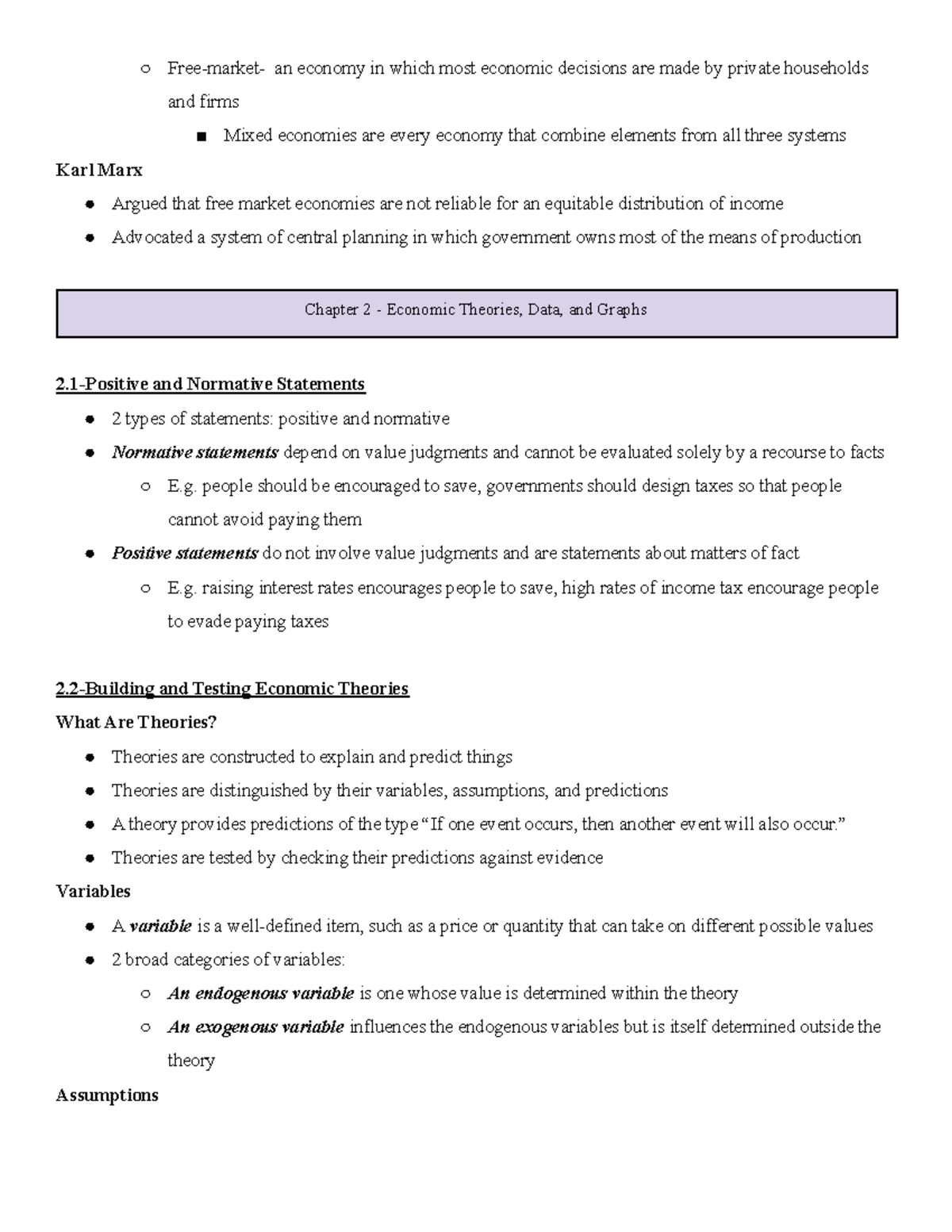 Econ textbook notes-2 - Free-market- an economy in which most economic ...