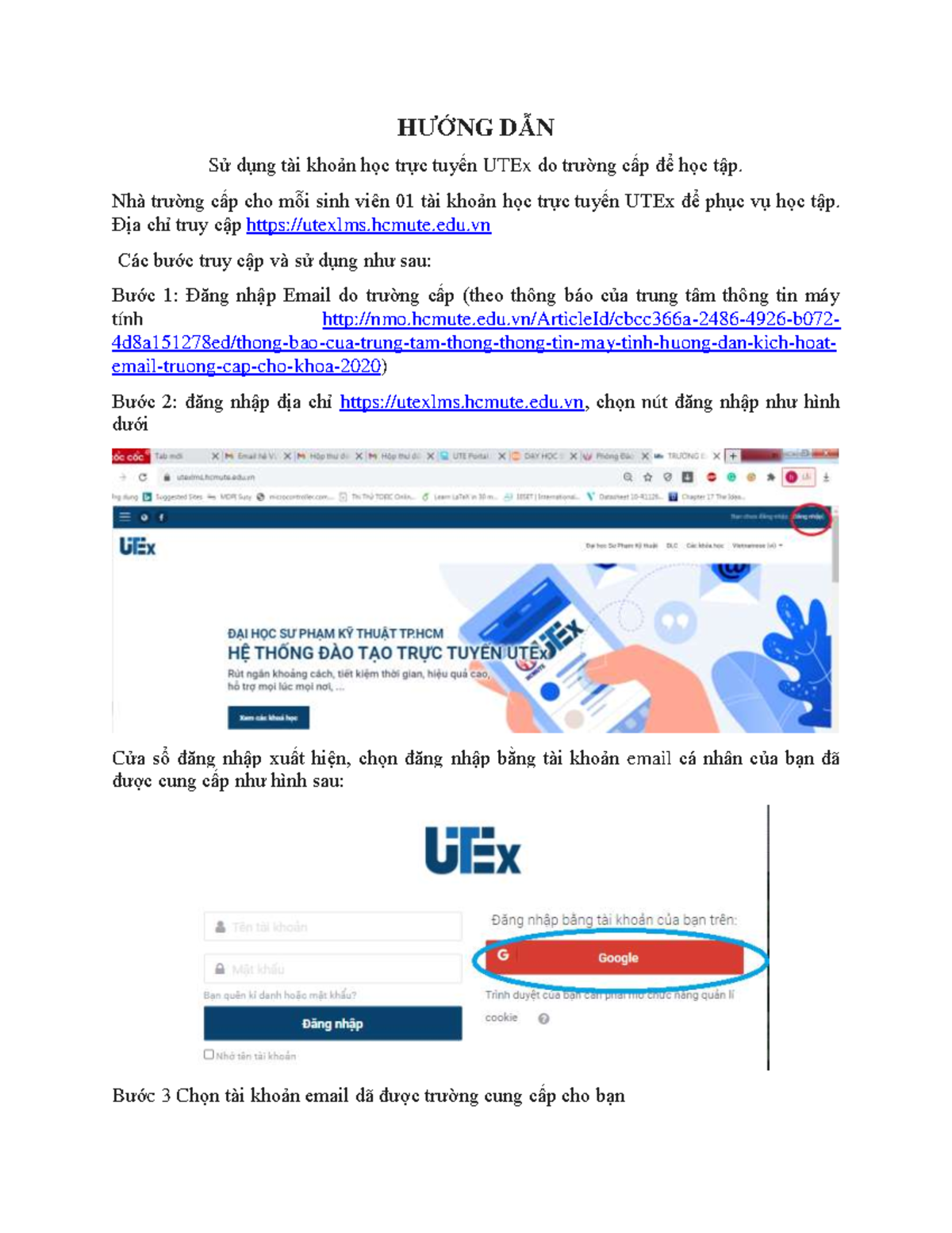 Huong dan UTEx - Guilde - HƯỚNG DẪN Sử dụng tài khoản học trực tuyến UTEx do trường cấp để học ...