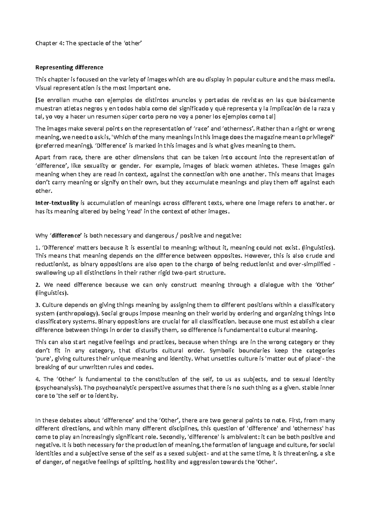 Chapter 4 -1 y 2 - Chapter 4: The spectacle of the ‘other’ Representing ...