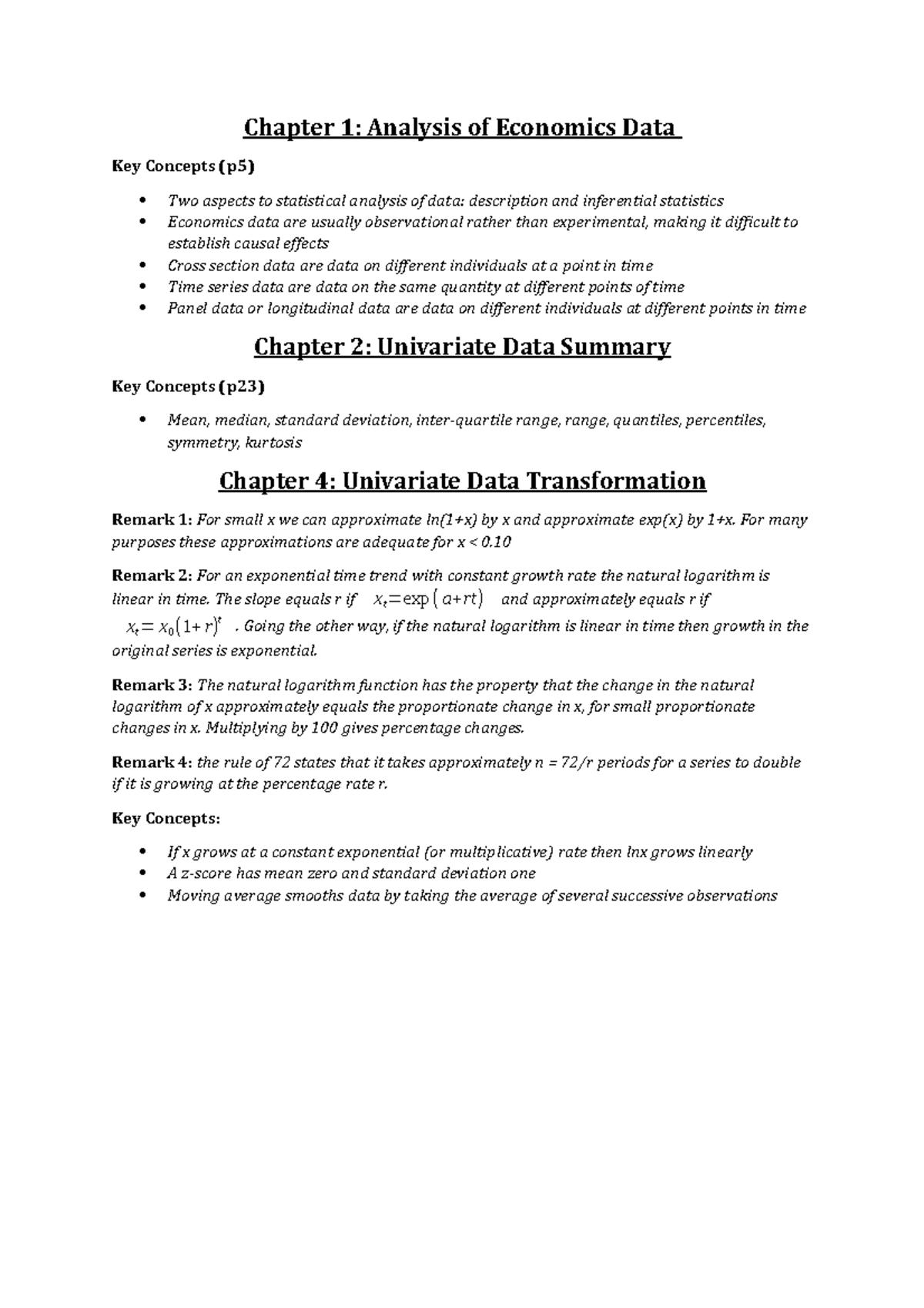 Textbook Notes - Chapter 1: Analysis of Economics Data Key Concepts (p5 ...