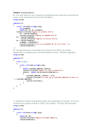 Ejericicos - ejercicios practicos - Programación I. Guía 4 9 Cree un ...