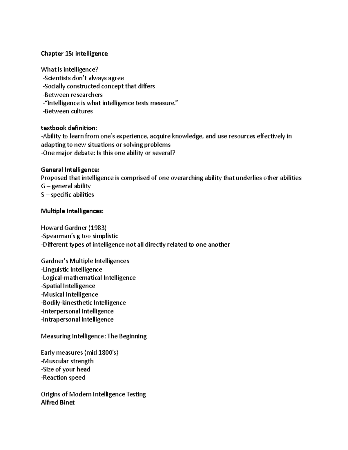 Chapter 15- intelligence - Chapter 15: intelligence What is ...