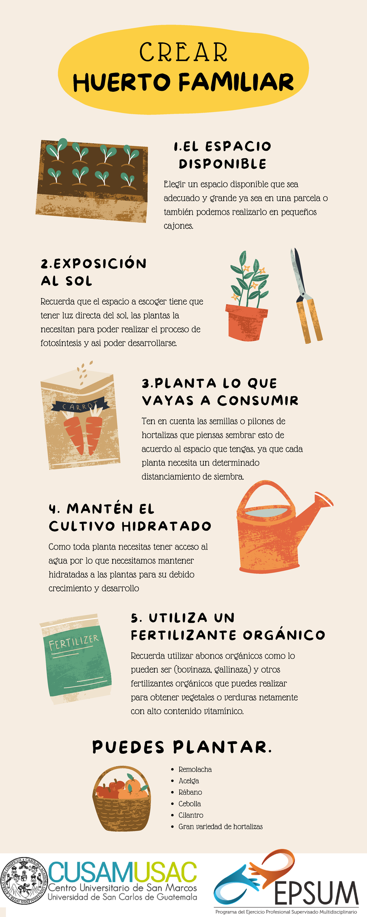 Infografía como crear huertos - C R E A R HUERTO FAMILIAR 1. E L E S P ...