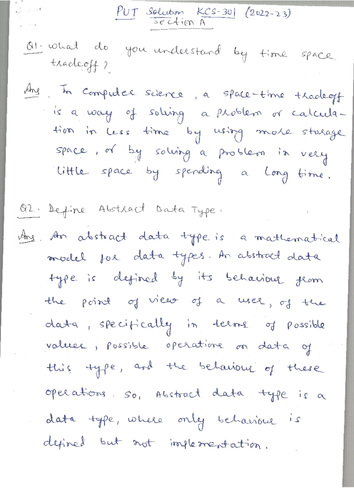 DATA Structure Questions - B.tech - Studocu