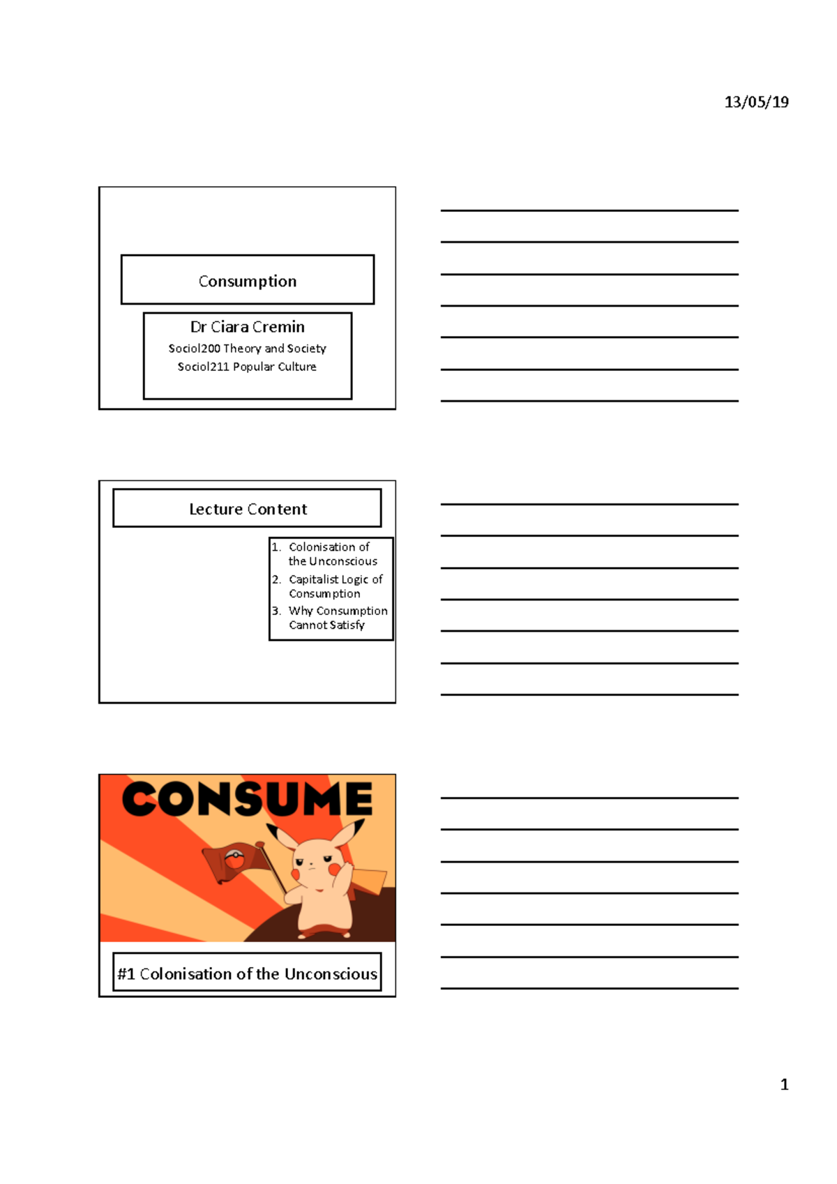 17. Consumption Sem1 2019 PDF - 13/05/19 Consumption Dr Ciara Cremin ...