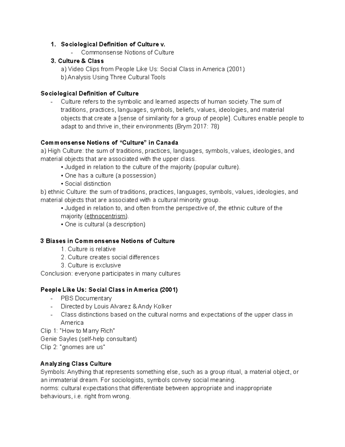 SY101 Test 2 - test 2 study notes - Sociological Definition of Culture ...