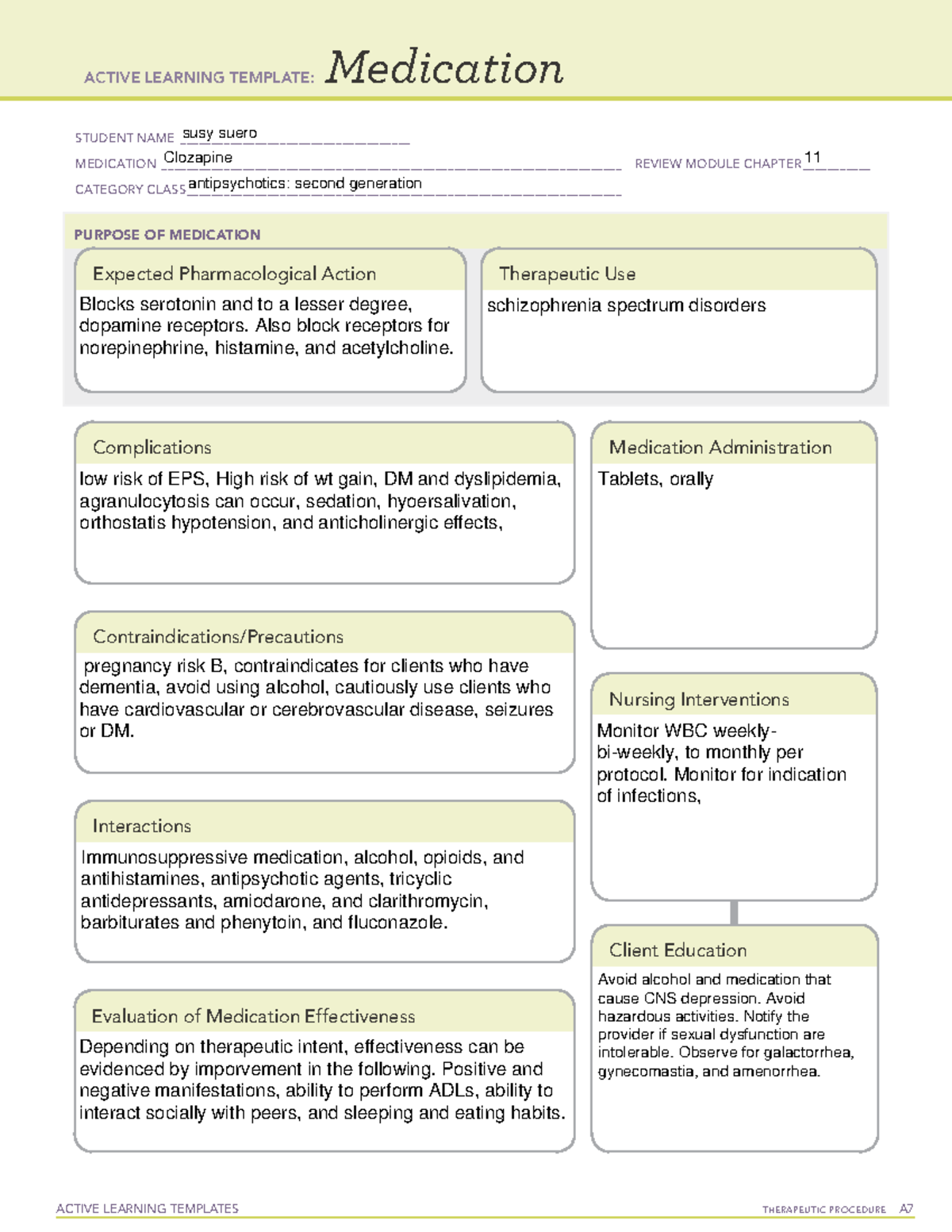 Clozepine - ati temple - ACTIVE LEARNING TEMPLATES TherapeuTic ...