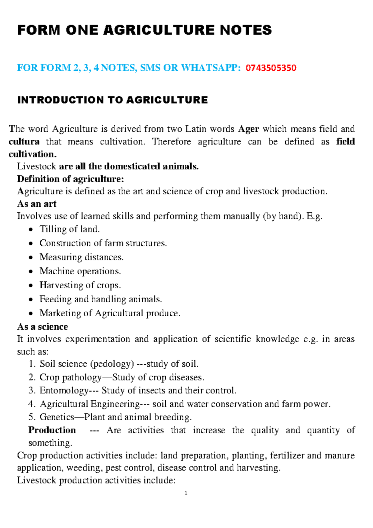 482892508 Agriculture Notes pdf - FORM ONE AGRICULTURE NOTES FOR FORM 2 ...