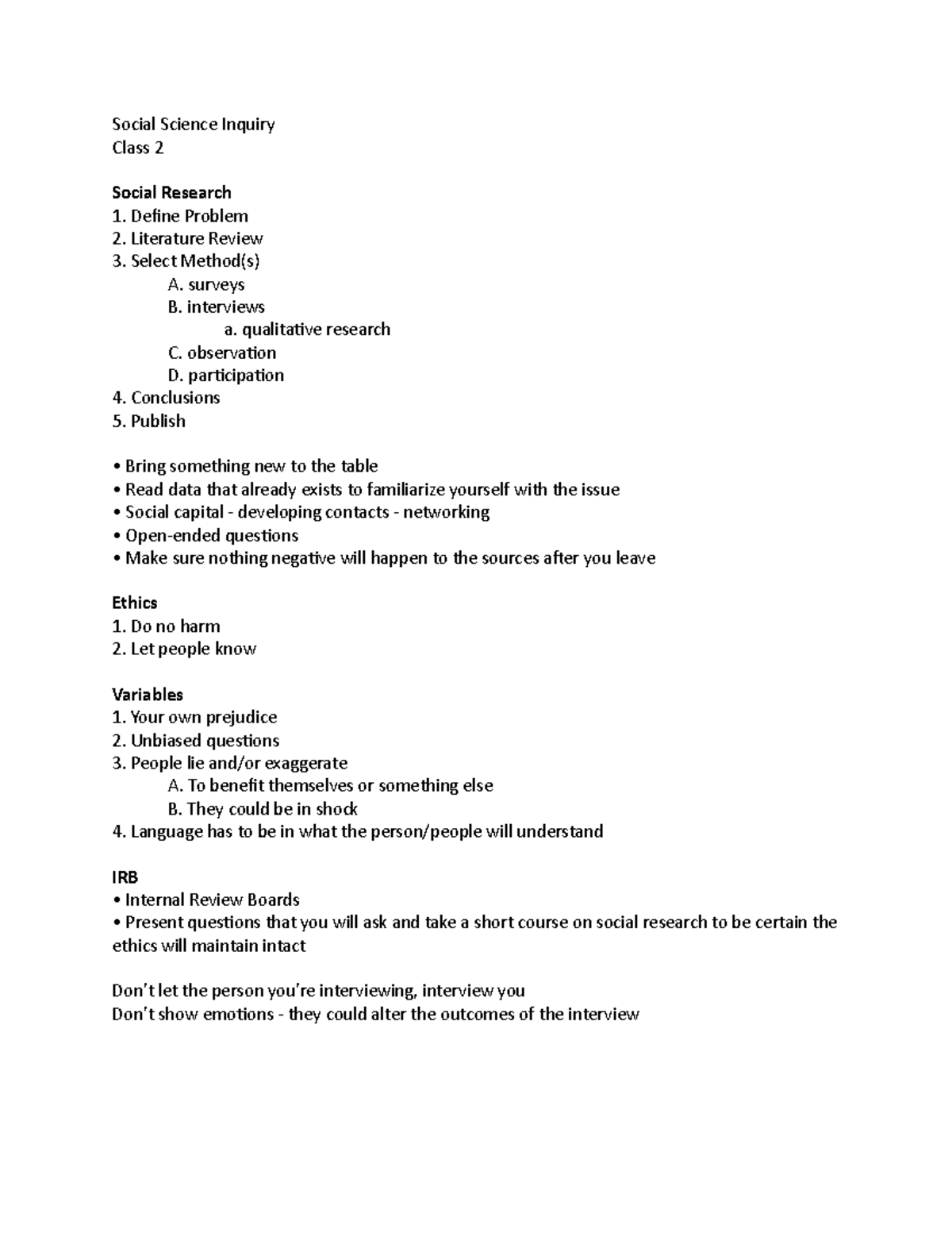 Social Science Inquiry - Social Research - Social Science Inquiry Class ...