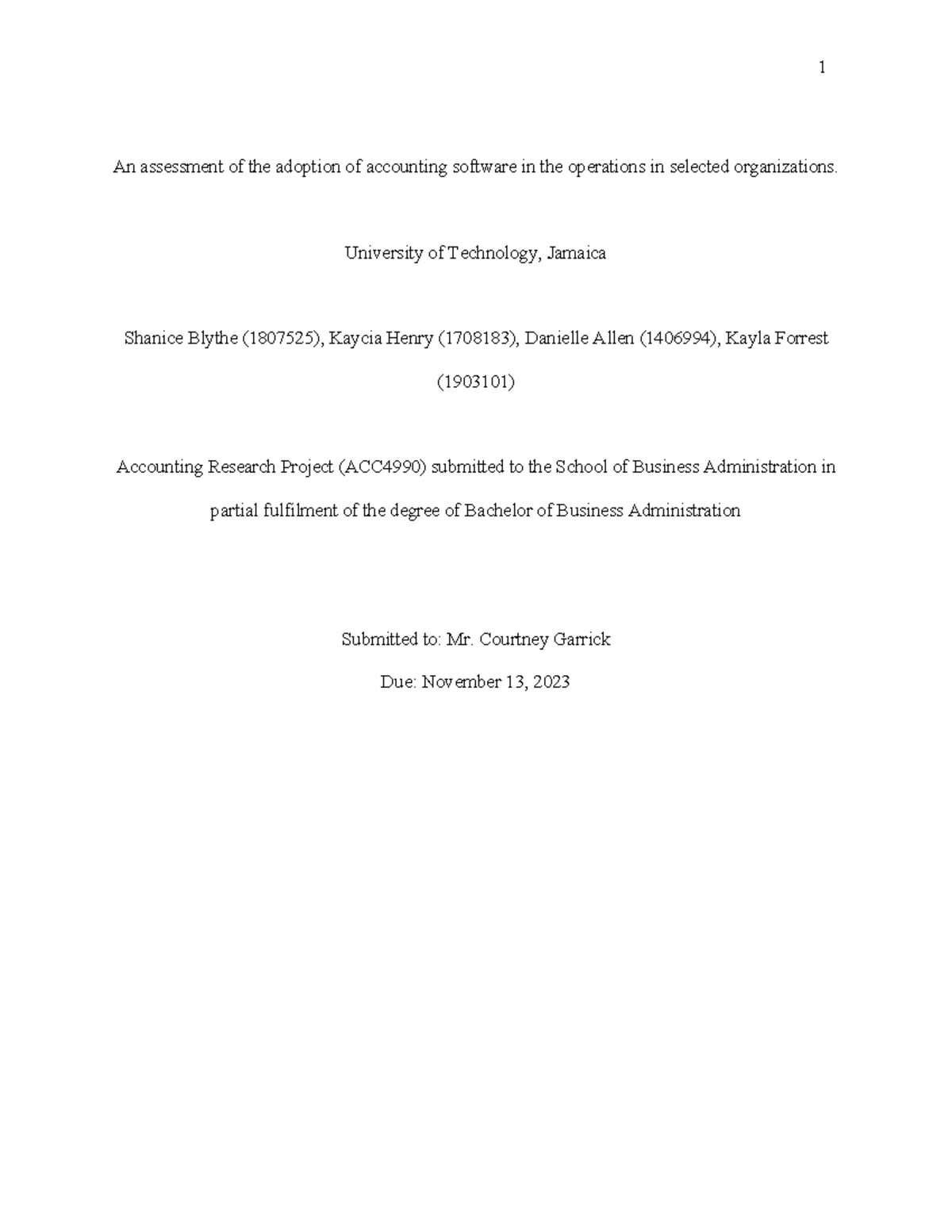 Copy of ARP Proposal - Assignment 5 - Final Report - An assessment of ...
