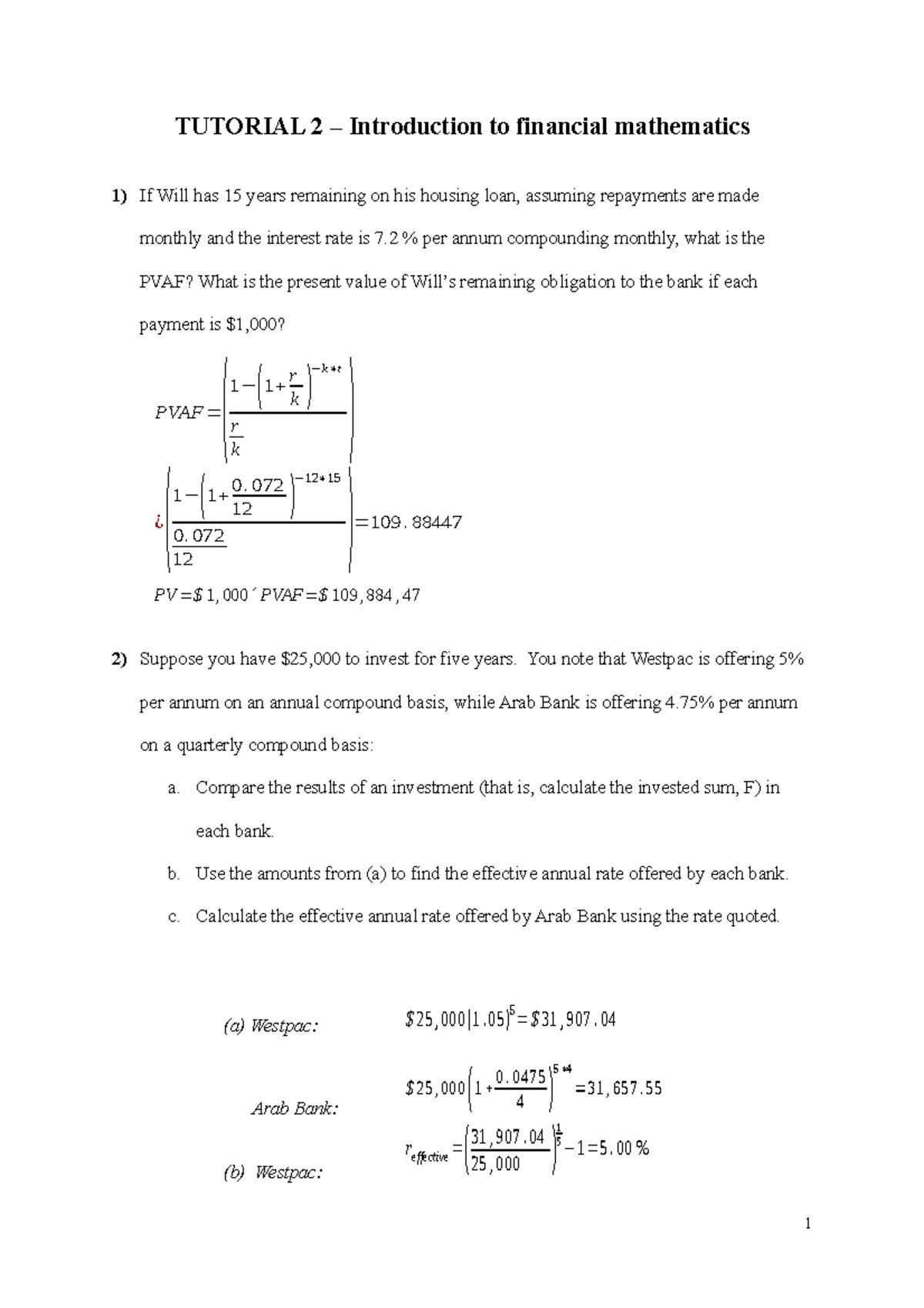 Tutorial 2 answers - tute answer - TUTORIAL 2 – Introduction to ...