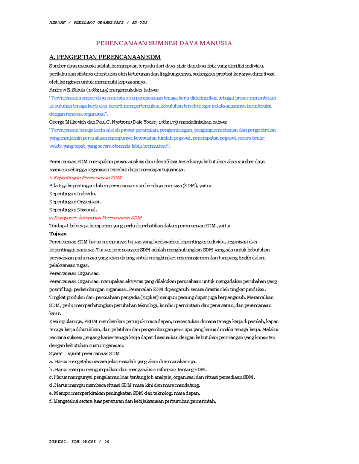 Perencanaan sumber daya manusia - PERENCANAAN SUMBER DAYA MANUSIA A ...