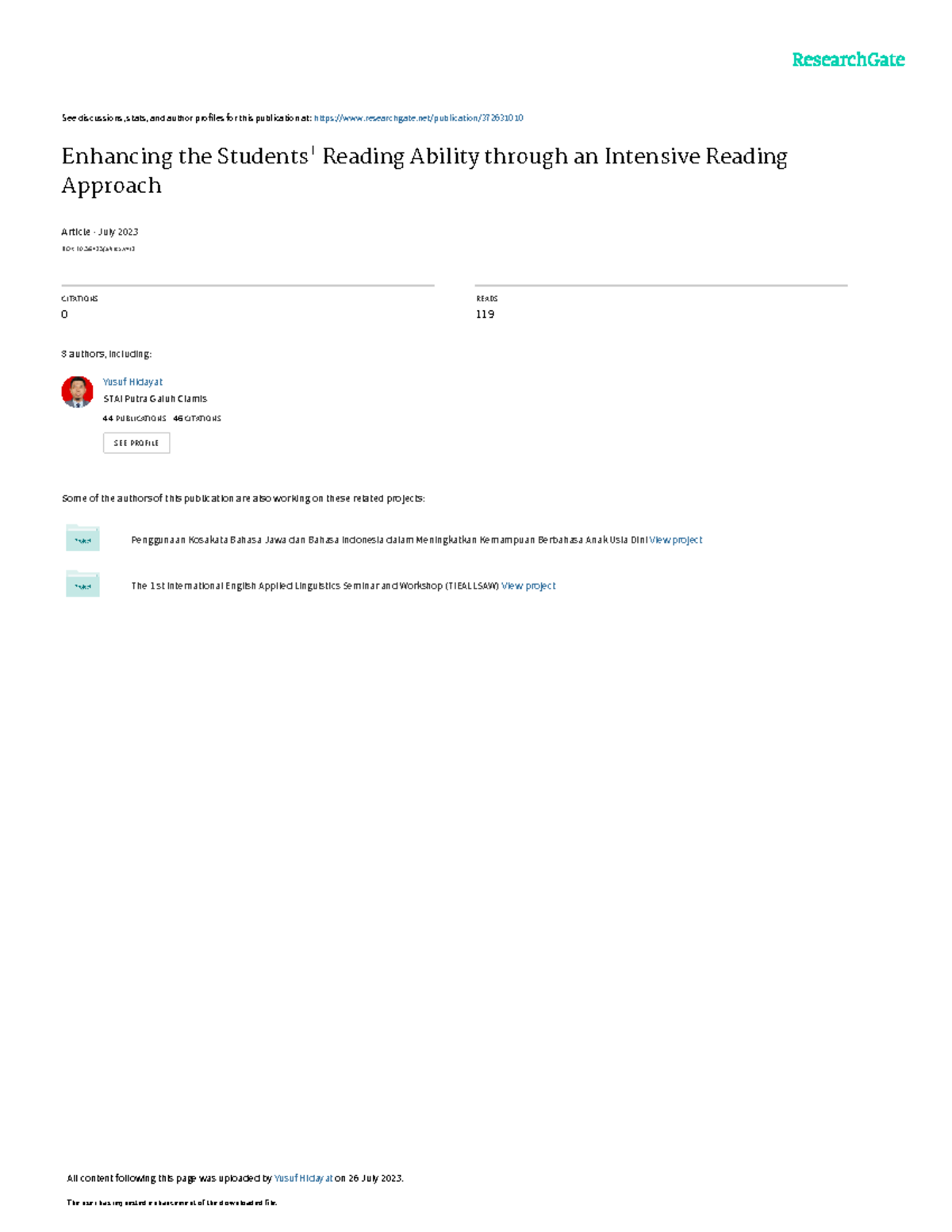 Altics-Enhancingthe Students Reading Ability - See discussions, stats ...
