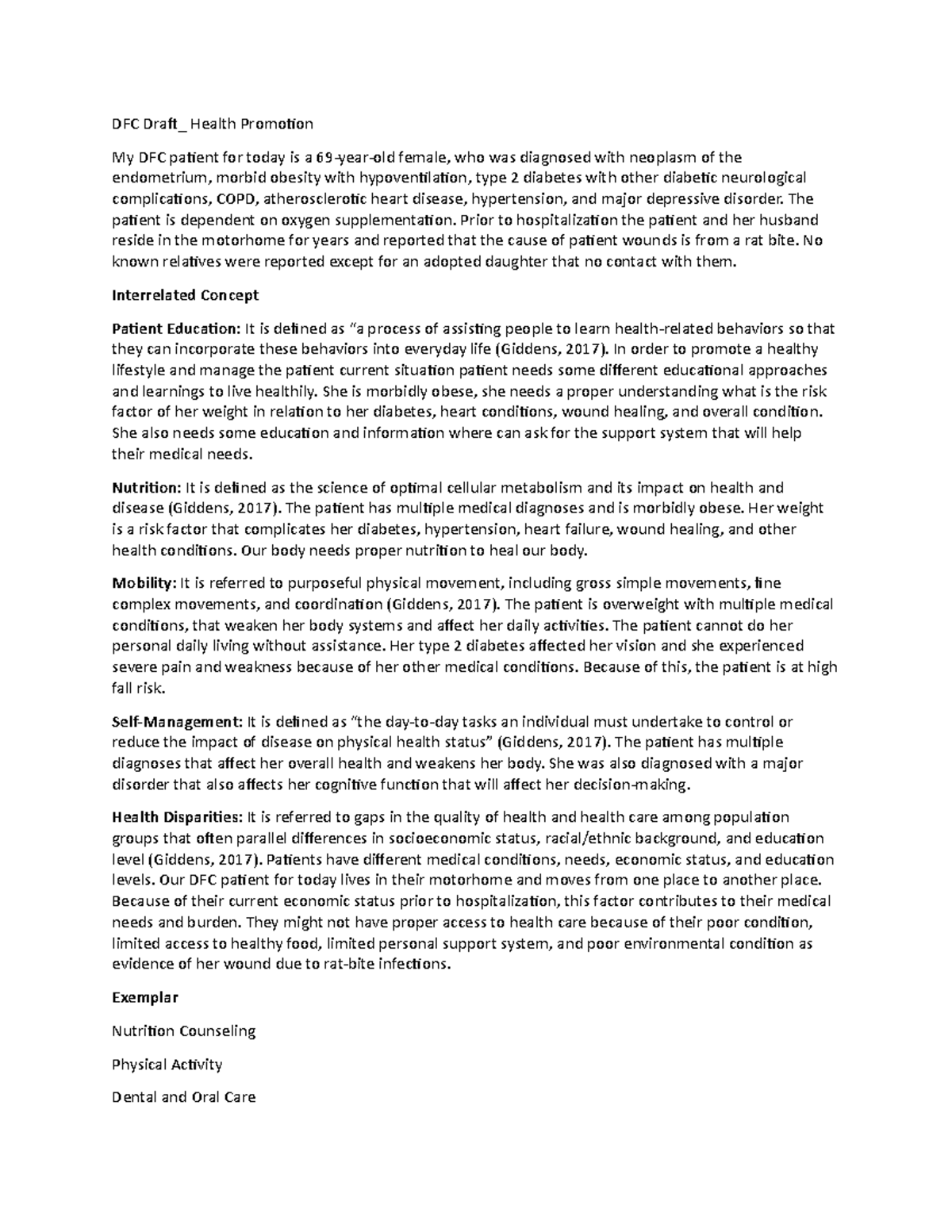 DFC Health Promotion Draft - DFC Draft_ Health Promotion My DFC patient ...