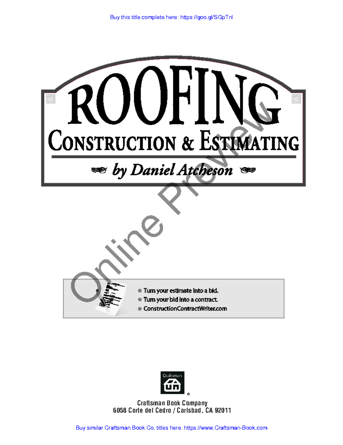 Roofing Construction Estimating book preview - Craftsman Book Company ...