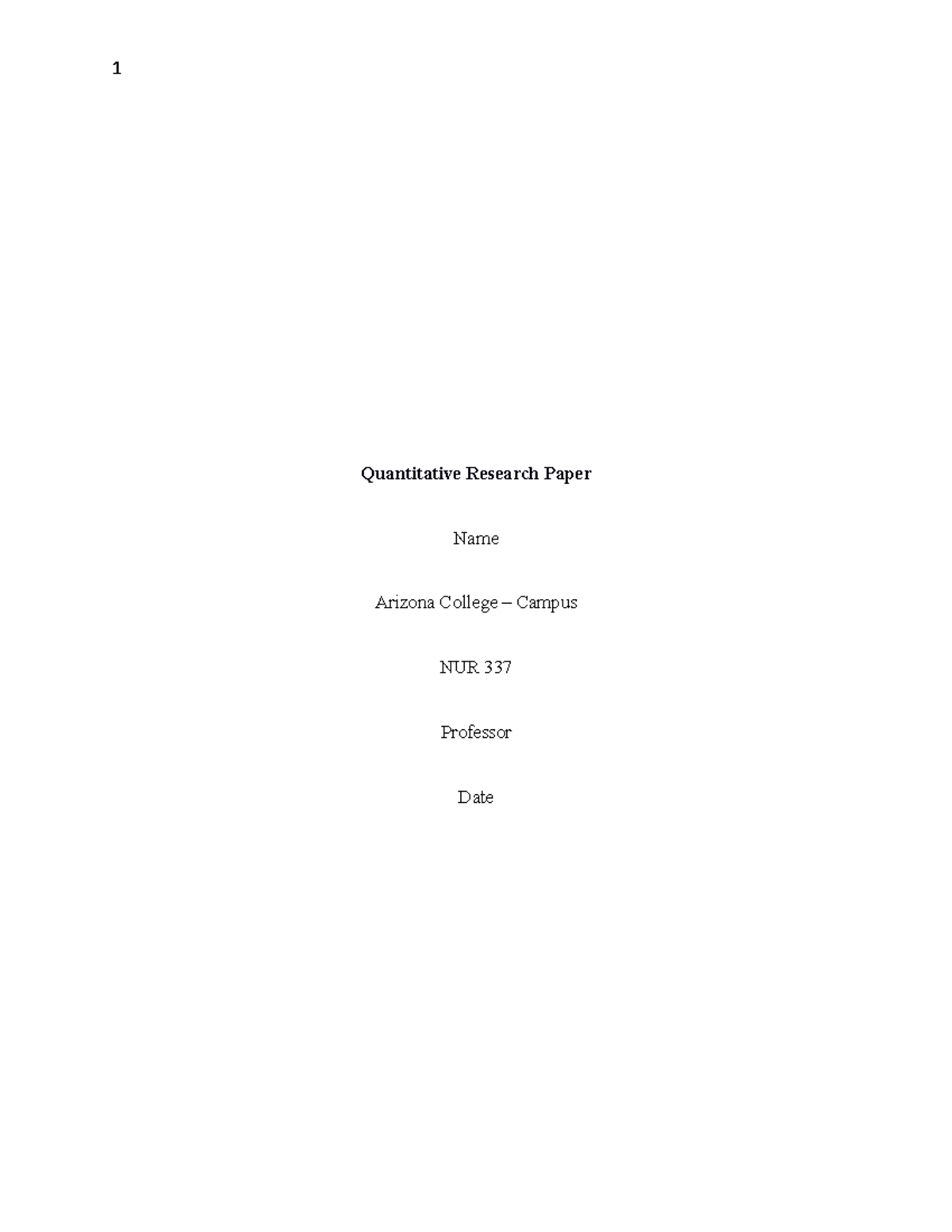 Quantitative Research Paper - Quantitative Research Paper Name Arizona ...