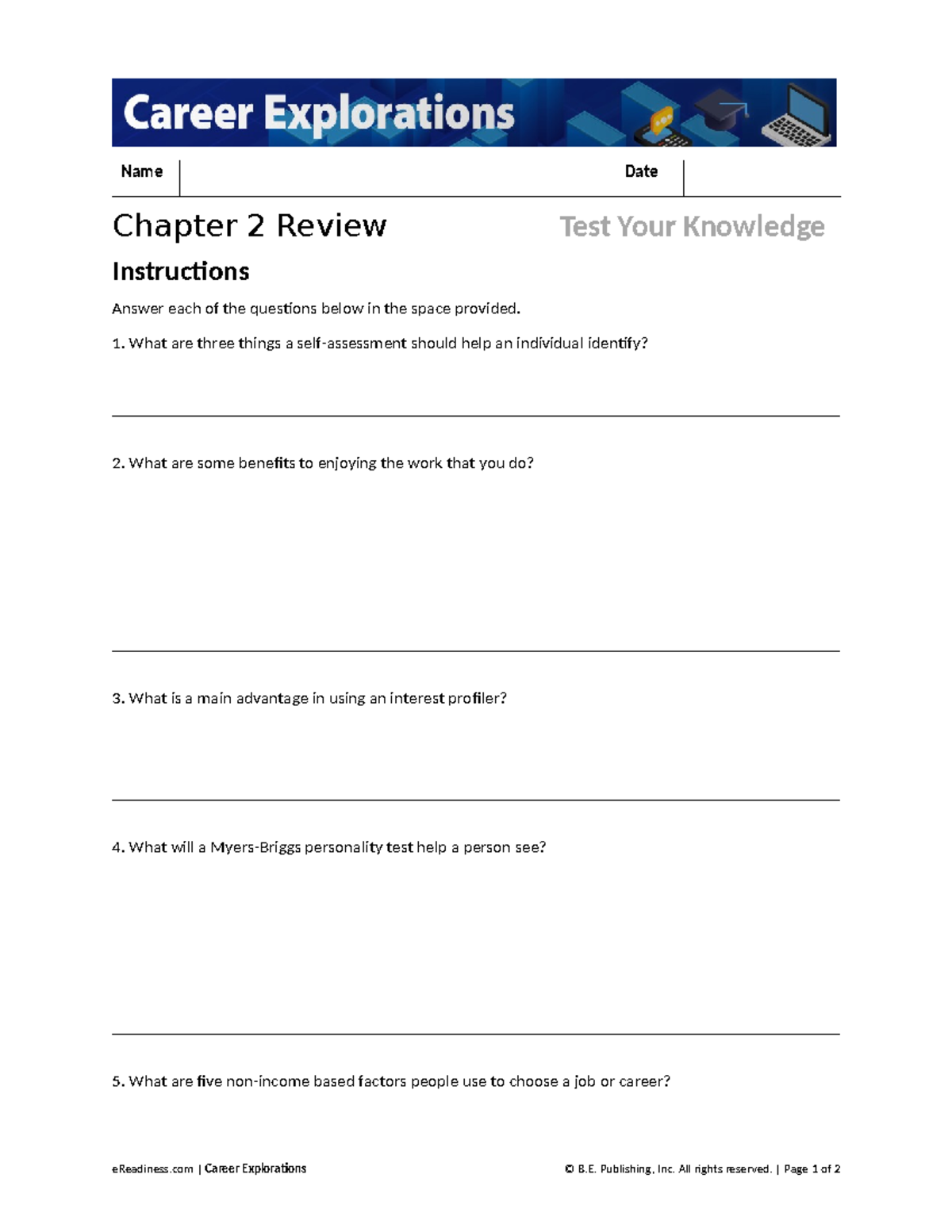 Chapter 2 Test Your Knowledge - Name Date Chapter 2 Review Test Your ...