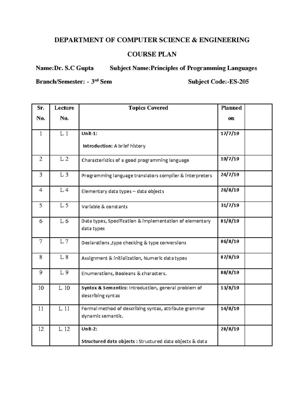 Principles of Programming Languages 1 - DEPARTMENT OF COMPUTER SCIENCE ...