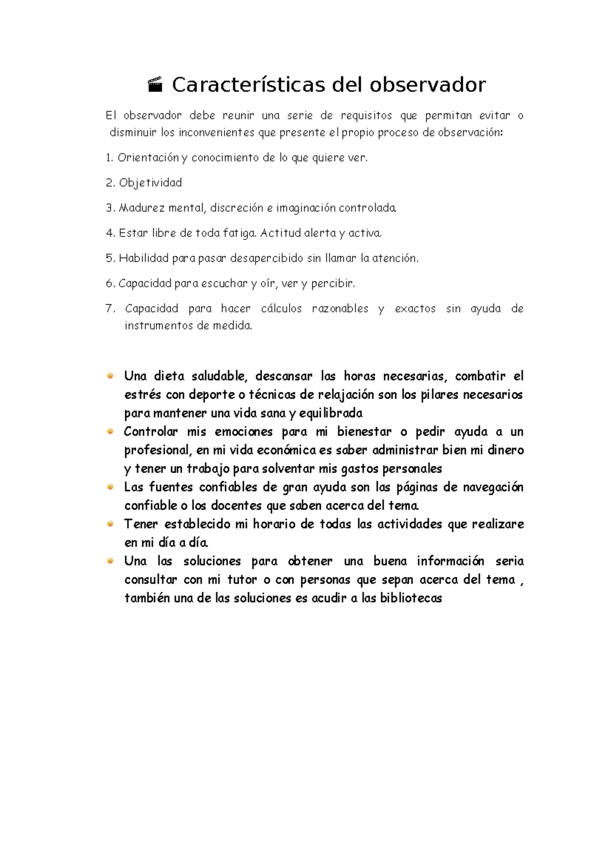 Características del observador - Características del observador El ...