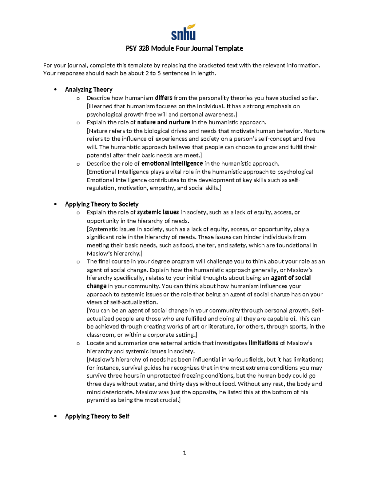 PSY 328 Module Four Journal Template - PSY 328 Module Four Journal ...