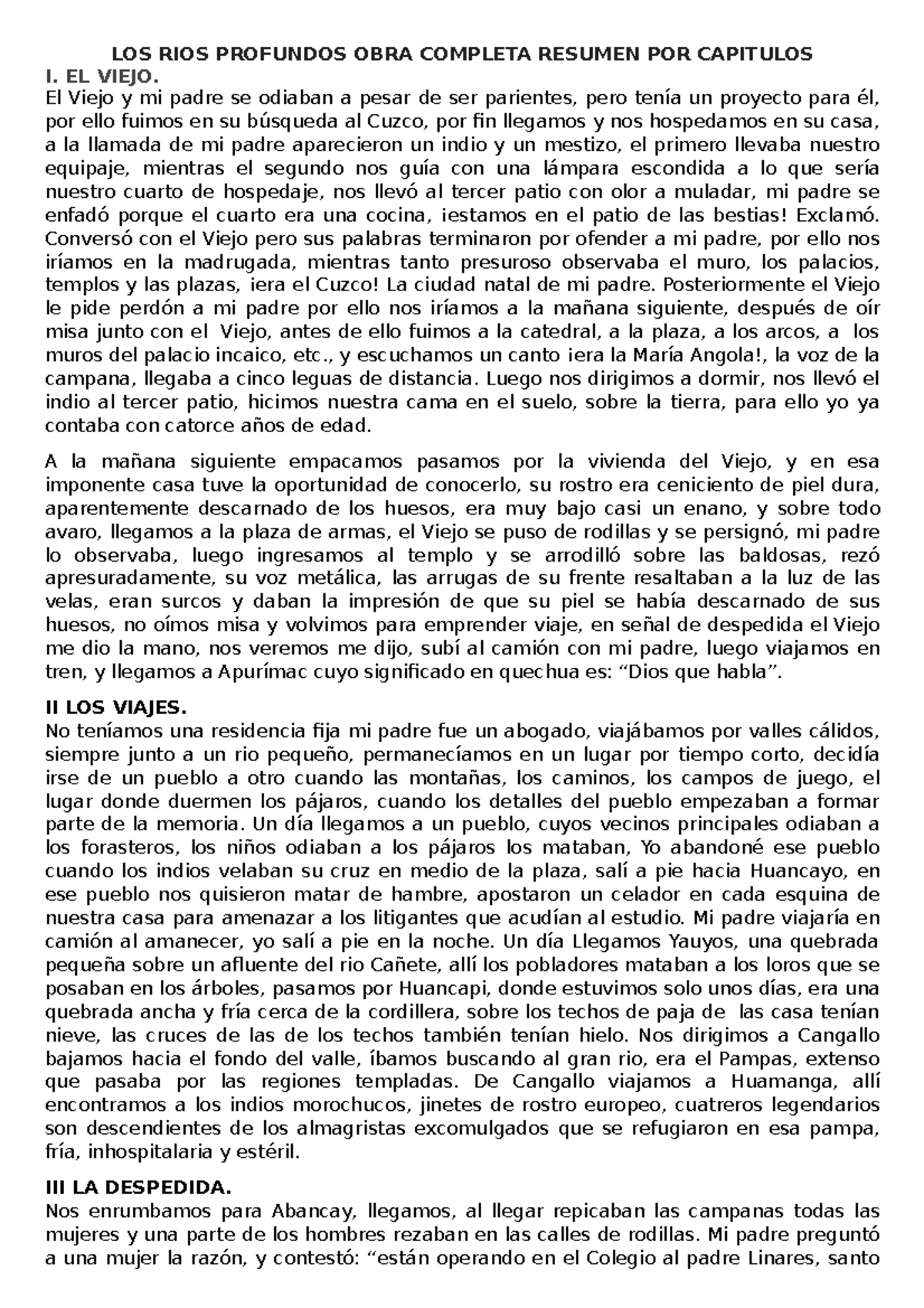 LOS RÍOS Profundos - A partir del texto, deben elaborar un resumen ...